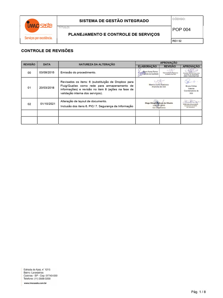 Microsoft Word - POP-004.r02 - Planejamento - e - Controle - de ...