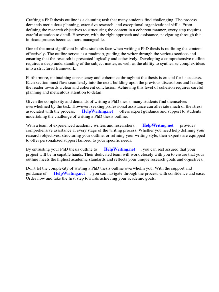 Writing A PHD Thesis Outline | PDF | Thesis | Essays