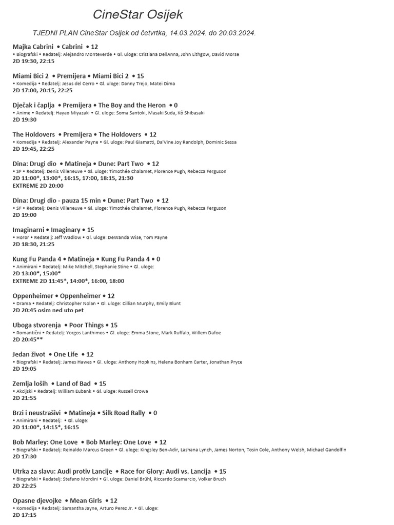 CineStar Osijek 14.03.2024 | PDF