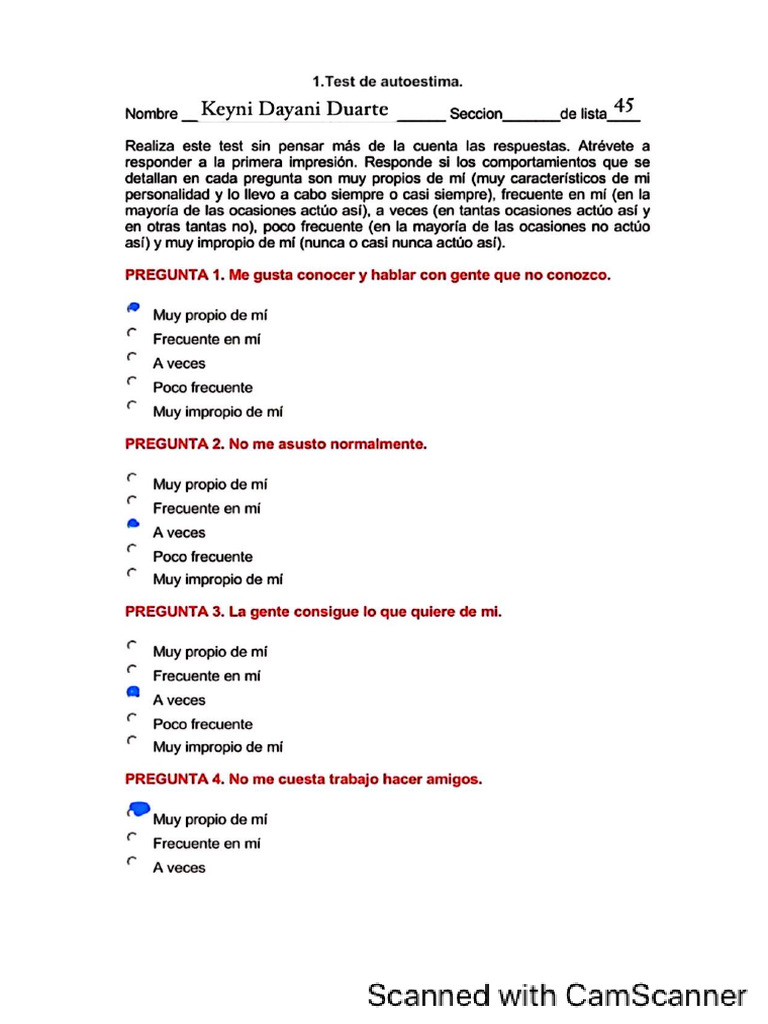 Tarea de Autoestima | PDF