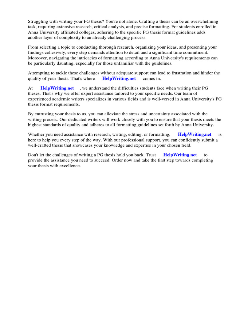 PG Thesis Format Anna University Affiliated Colleges | PDF | Thesis ...