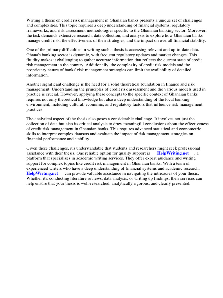 Thesis On Credit Risk Management in Ghanaian Banks | PDF | Banks | Risk Thesis On Credit Risk Management in Ghanaian Banks | PDF | Banks | Risk