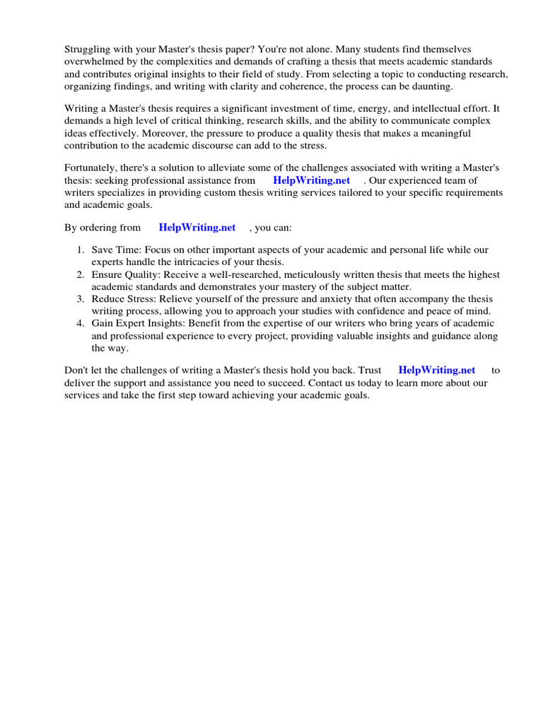 Masters Thesis Paper Example | PDF | Thesis | Expert