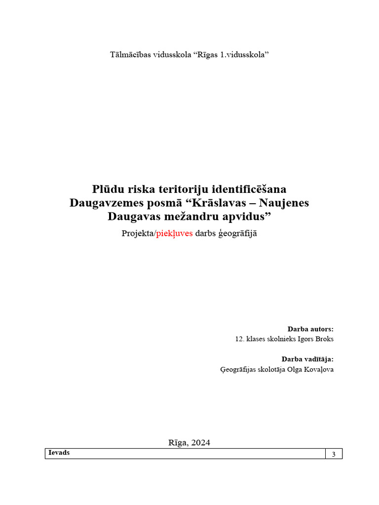 Skolēna Projekta Darba Paraugs - r1tv | PDF