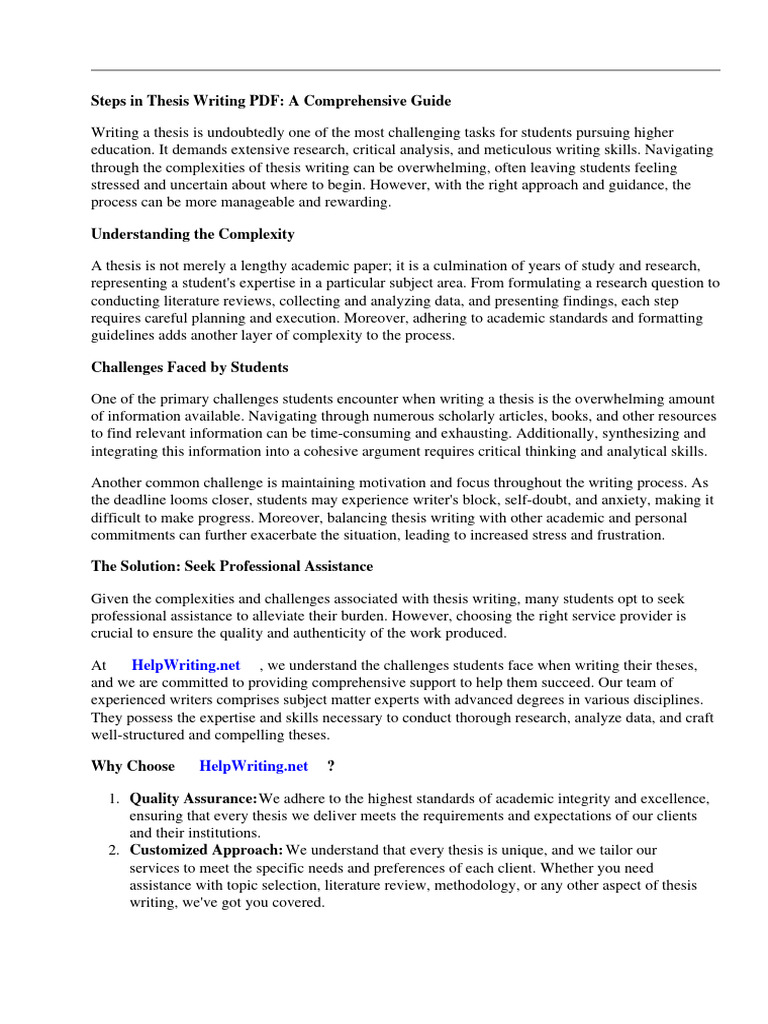 Thesis Writing Steps: A Student's Guide | PDF | Thesis | Methodology