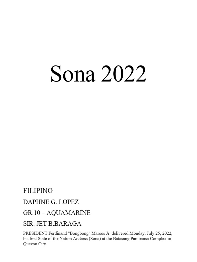Sona 2022 | PDF | Economies