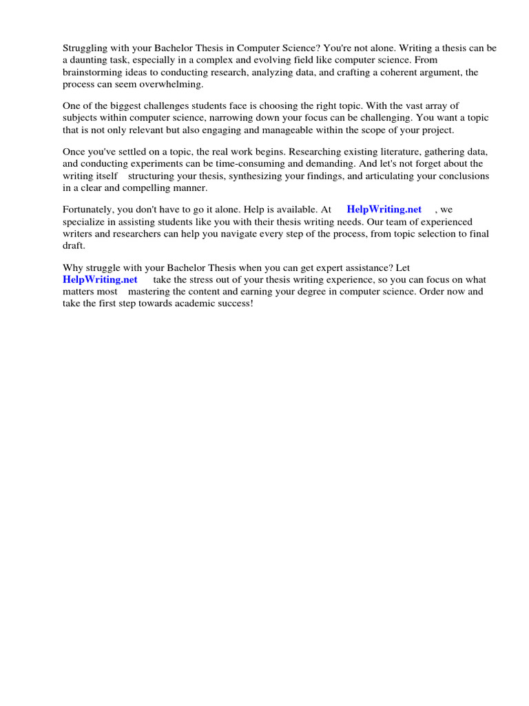 Bachelor Thesis Ideas Computer Science | PDF | Thesis | Computer Science Bachelor Thesis Ideas Computer Science | PDF | Thesis | Computer Science