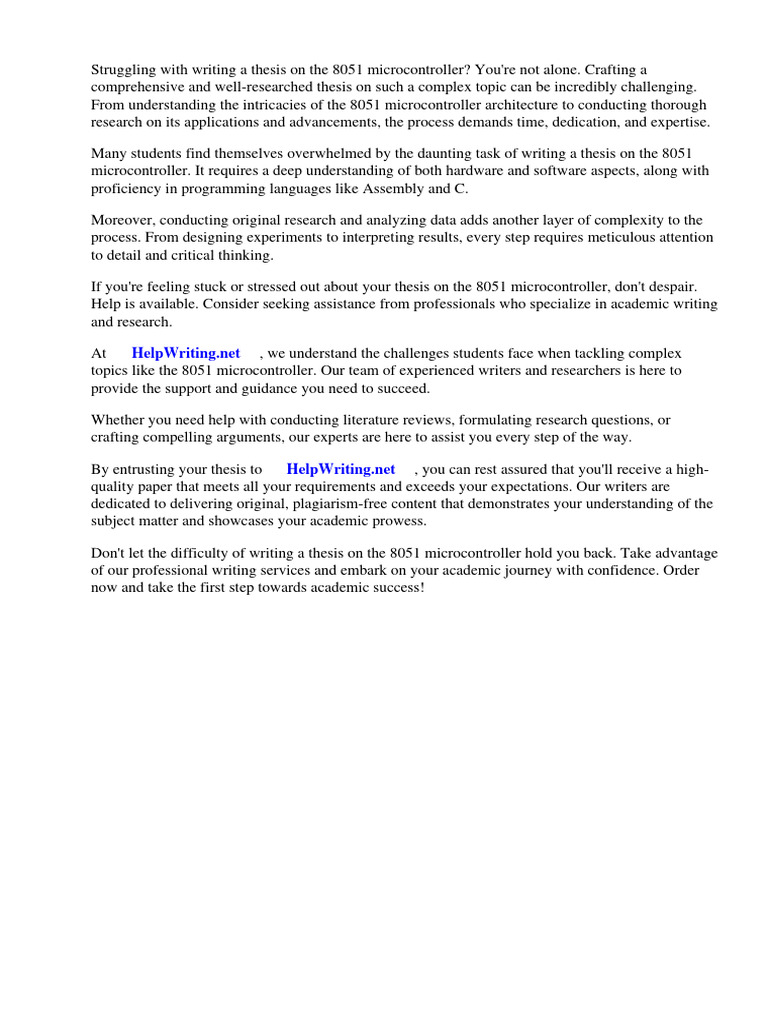 Thesis On 8051 Microcontroller | PDF | Microcontroller | Central Processing Unit