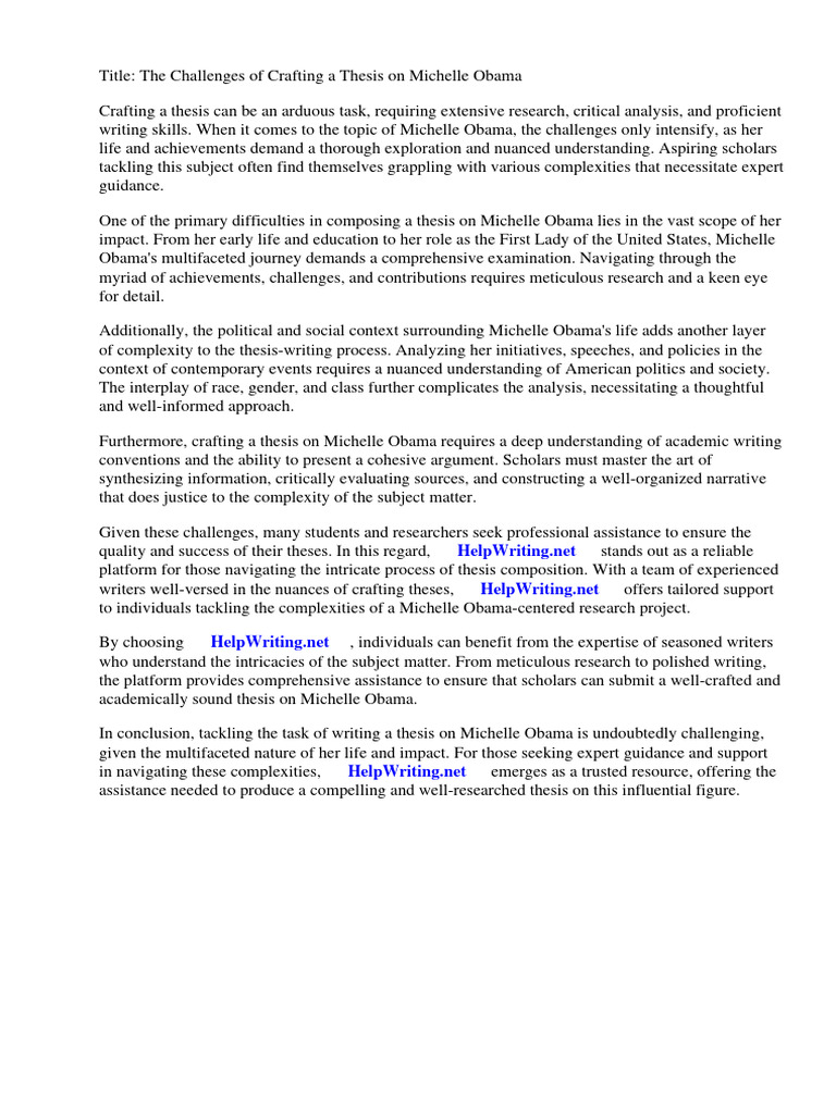 Thesis Michelle Obama | PDF | Michelle Obama | Thesis