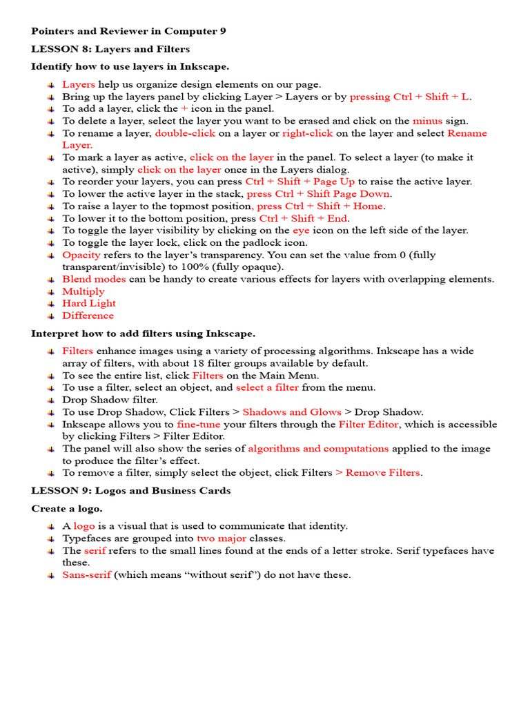 Pointers and Reviewer in Computer 9 | PDF | Icon (Computing) | Software