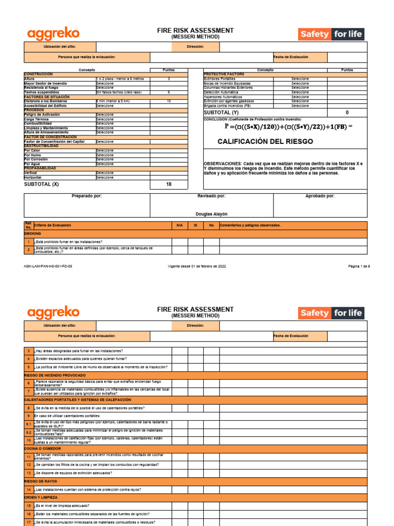 AGK LAM SSLAM HS 001 FO 05 Fire Risk Assessment Report | PDF | Calor ...
