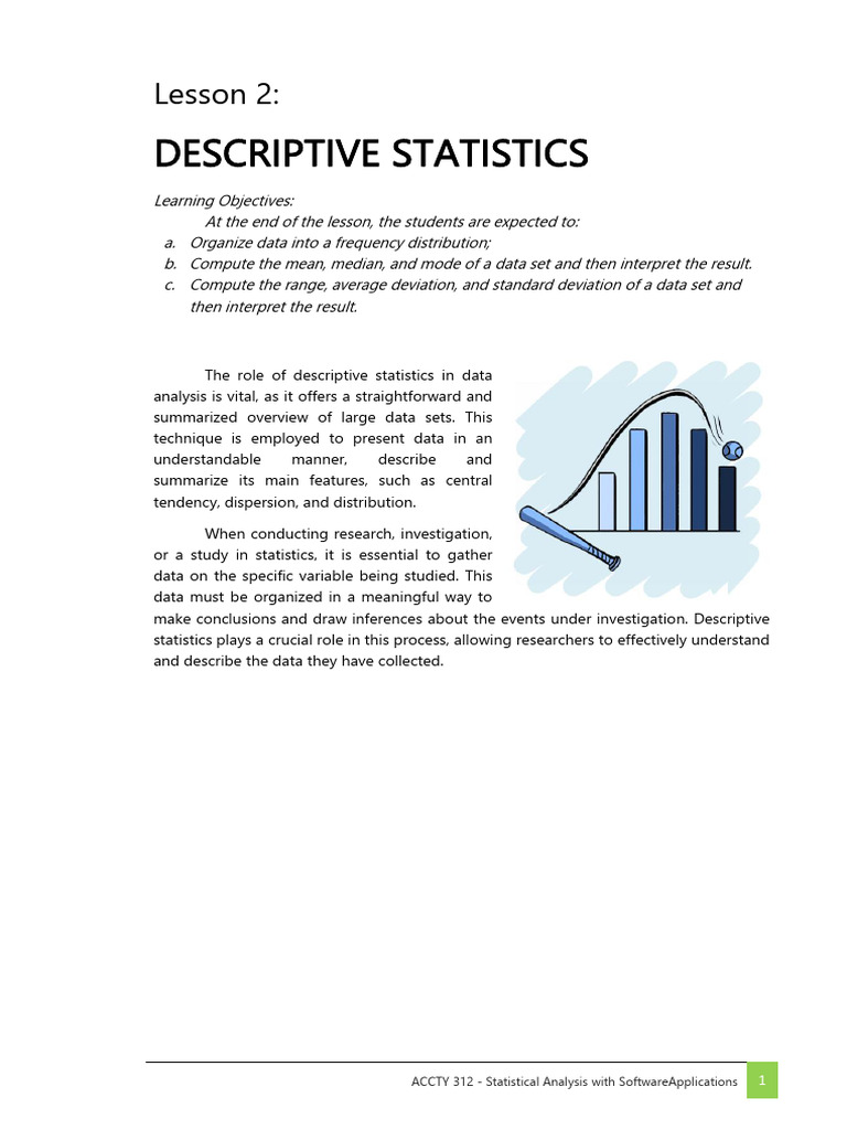 ACCTY 312 - Lesson 2 | PDF | Mode (Statistics) | Mean