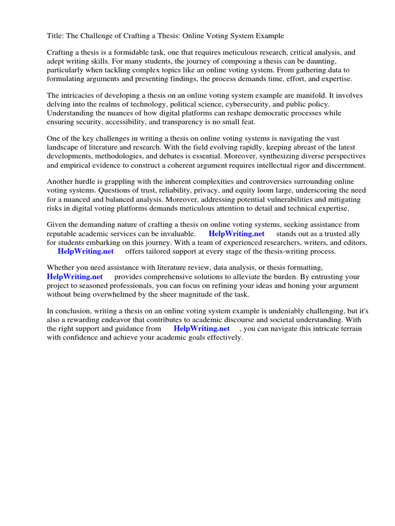 Online Voting System Example Thesis | PDF | Electronic Voting | Voting