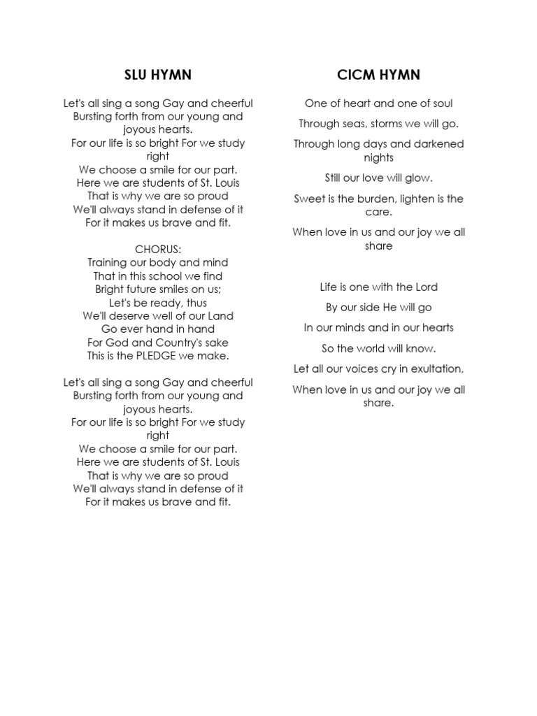 Slu Cicm Hymn - 102854 | PDF