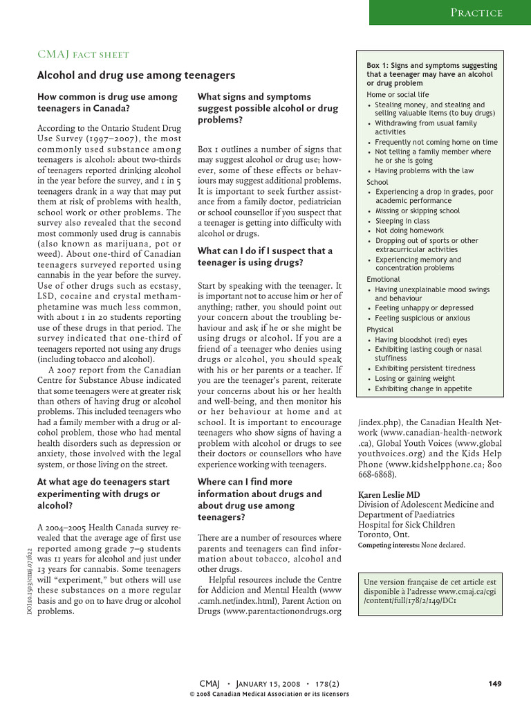 Alcohol and Drug Article CMAJ | PDF | Substance Abuse | Cannabis (Drug)