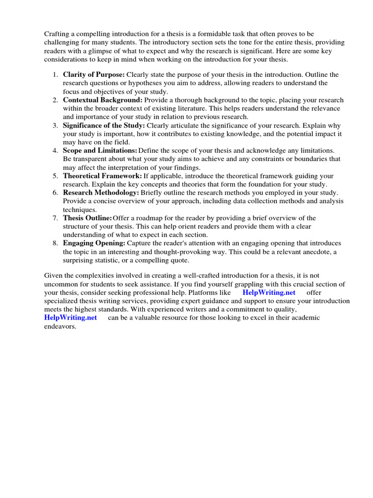 Thesis Intro Guide for Students | PDF | Thesis | Essays