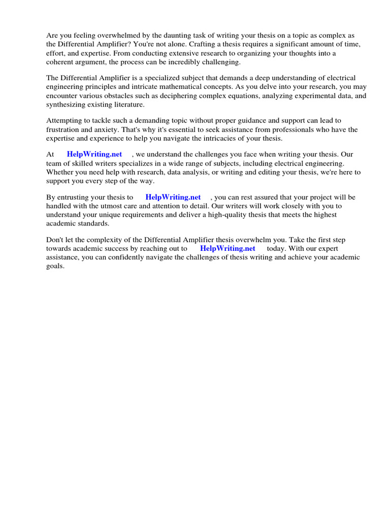 Differential Amplifier Thesis | PDF | Operational Amplifier | Amplifier