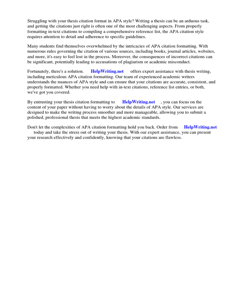 Thesis Citation Format Apa | PDF | Citation | Apa Style