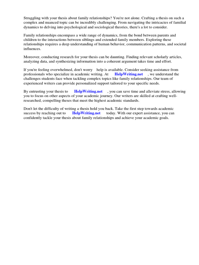 Thesis About Family Relationships | PDF | Family | Marriage