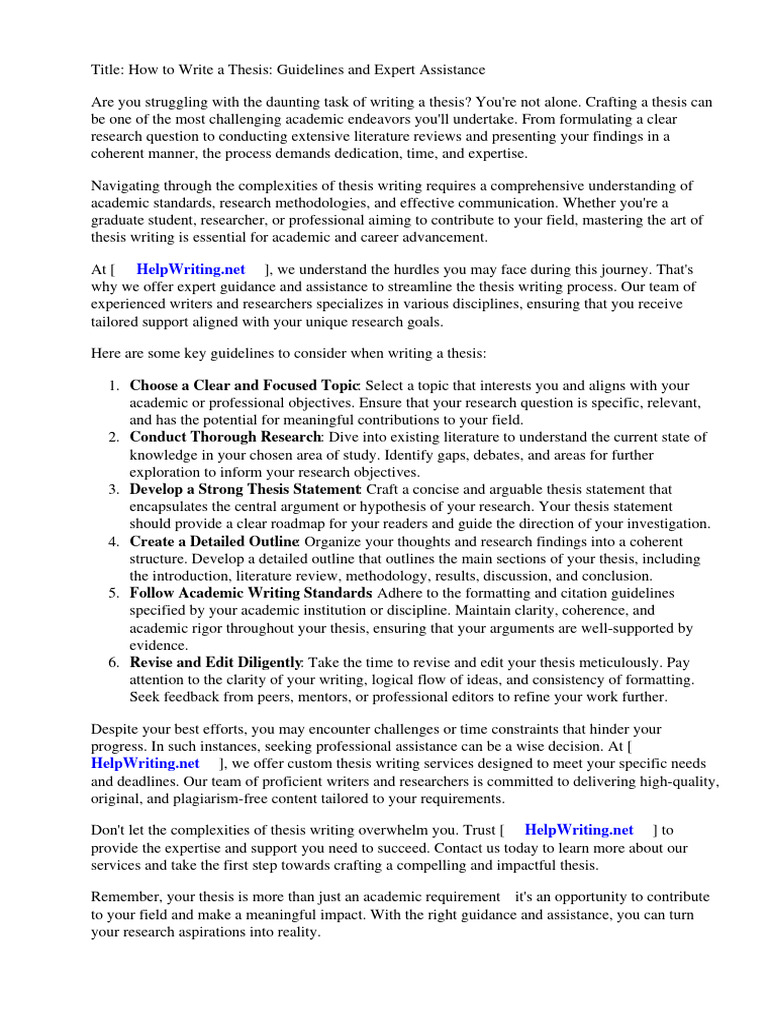 How To Write A Thesis Guidelines | PDF | Thesis | Essays