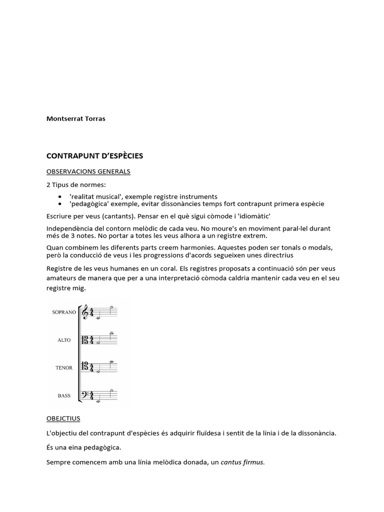 DOSSIER CONTRAPUNT-Espècies I 1 Espècie | PDF