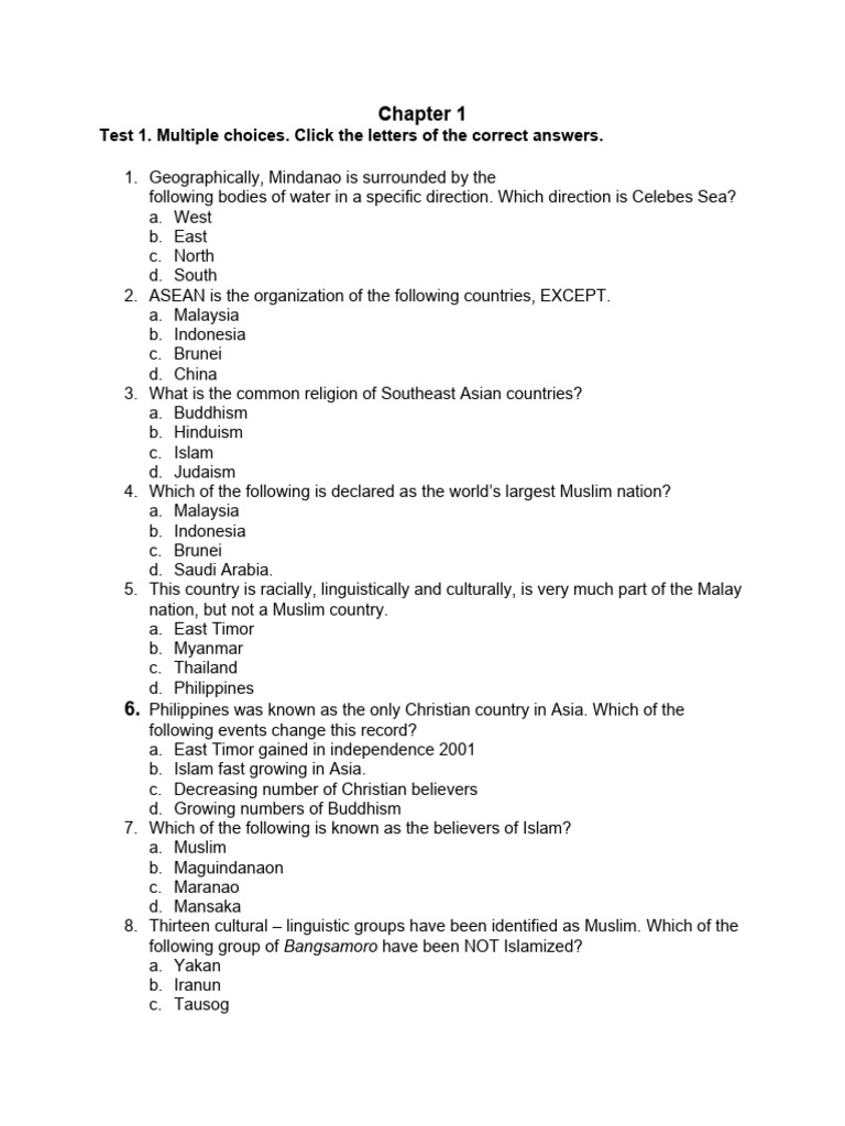 Quiz | PDF | Southeast Asia | Ethnic Groups
