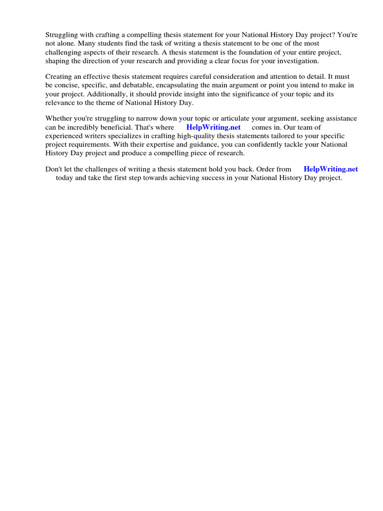 Examples of Thesis Statements For National History Day | PDF ...
