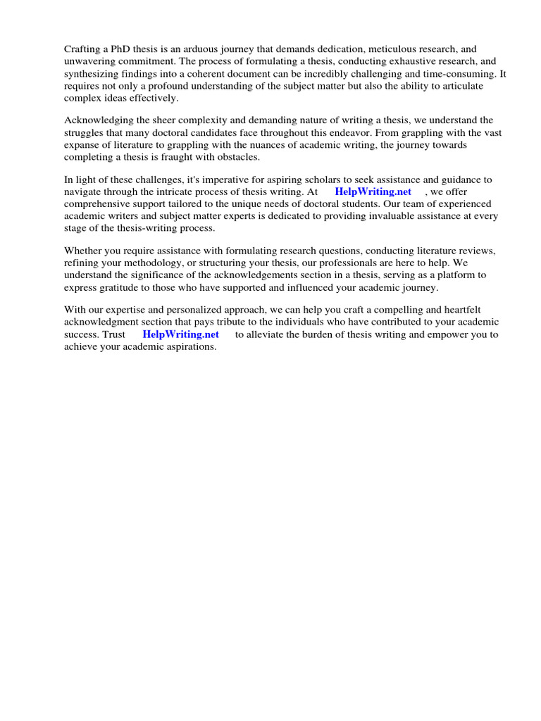 PHD Thesis Acknowledgement Model | Download Free PDF | Thesis | Doctor ...