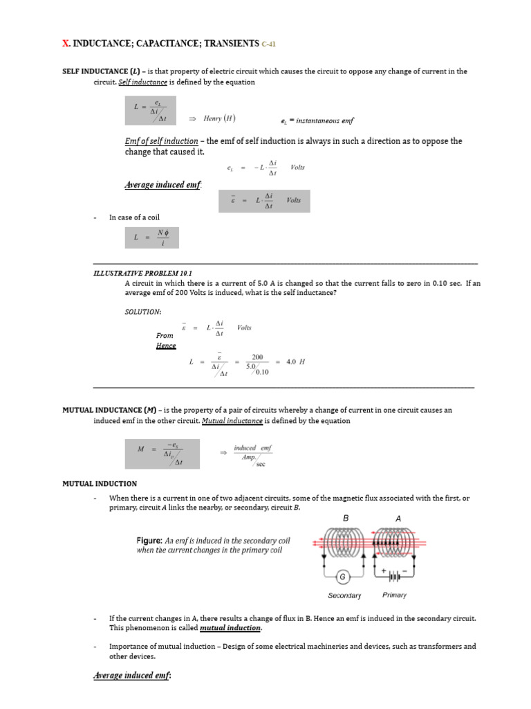 10 - Inductance, Capacitance Transients | PDF | Inductance | Electromagnetic Induction