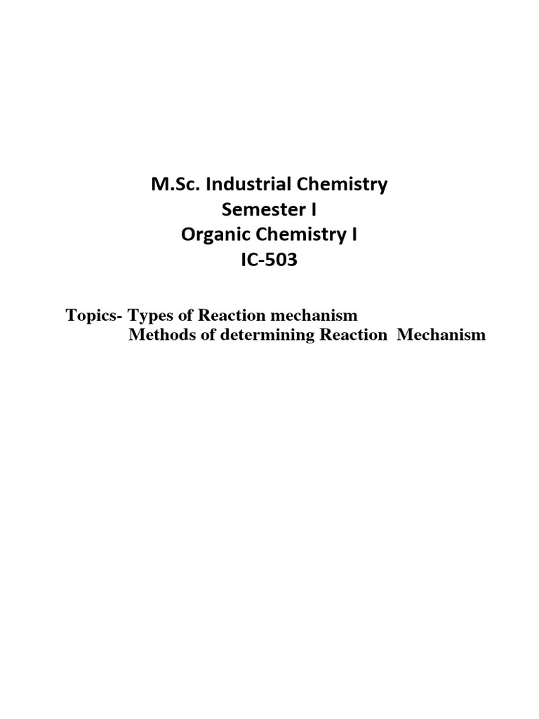 Reaction Mechanisms in Organic Chemistry | PDF | Chemical Reactions ...