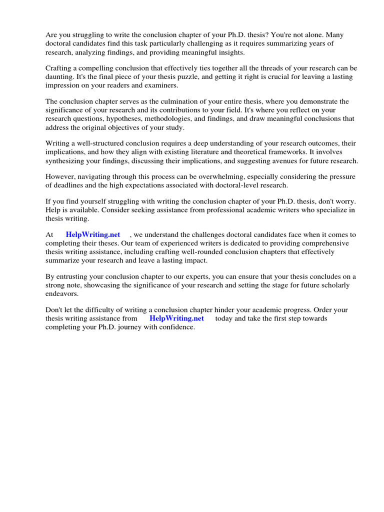 Conclusion Chapter PHD Thesis | PDF | Thesis | Doctor Of Philosophy
