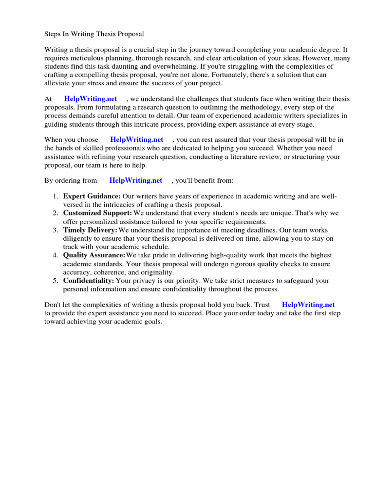 Steps in Writing Thesis Proposal | PDF | Thesis | Methodology