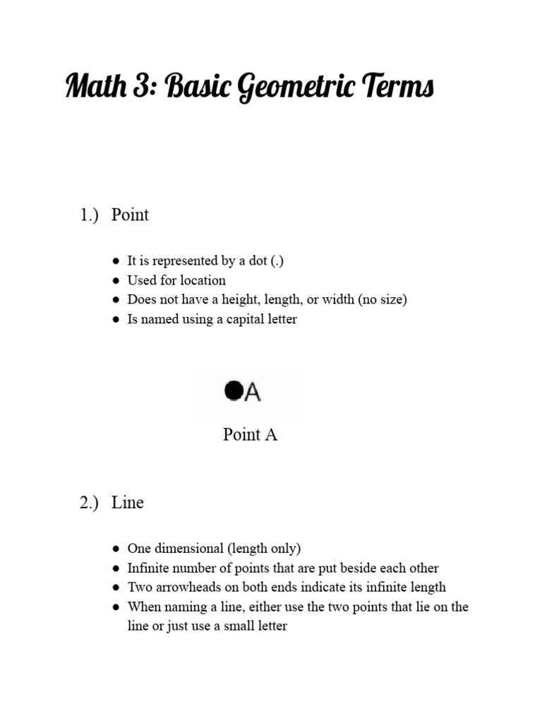 Basic Geometric Terms | PDF | Teaching Methods & Materials