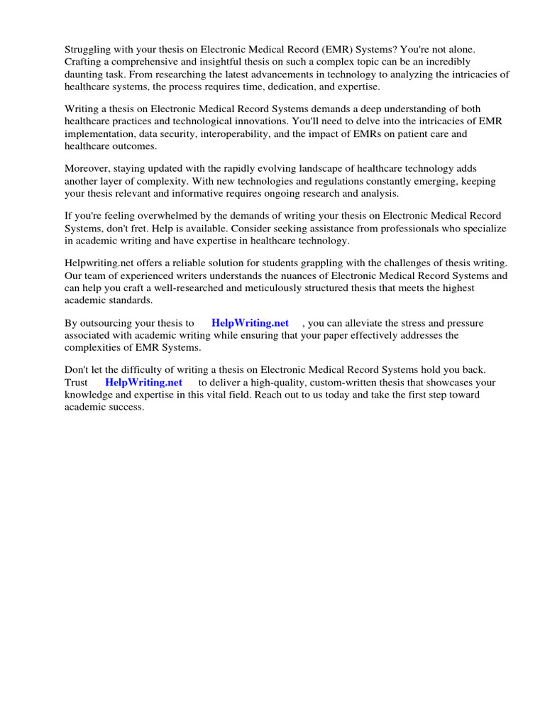 Thesis Help for EMR System Students | PDF | Electronic Health Record | Health Care