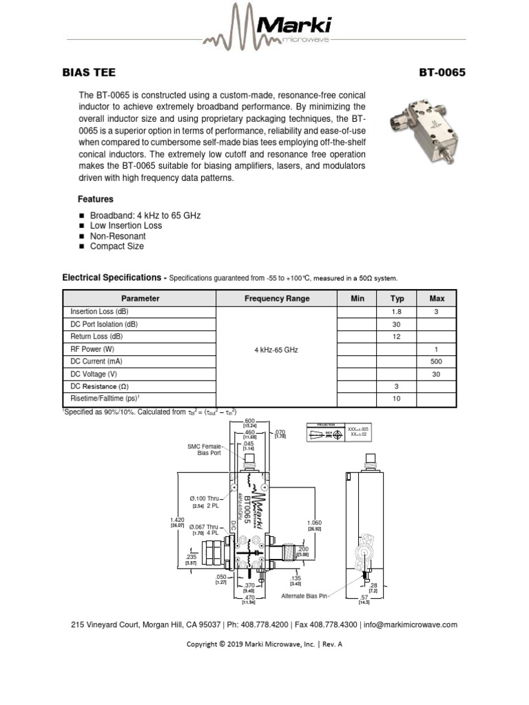 bias -tee DEVICE | PDF | Inductor | Electromagnetic Radiation