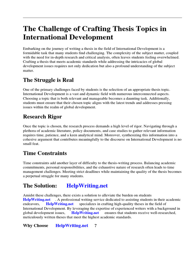 Thesis Topics International Development | PDF | Thesis | Innovation