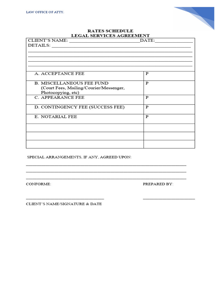 Legal Services Rates and Agreement | PDF | Justice | Crime & Violence