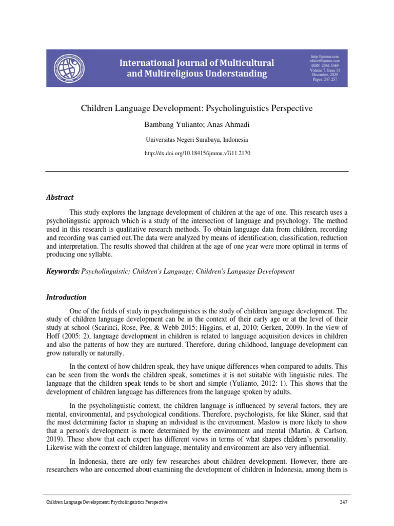 Children's Language Development Study | PDF | Language Acquisition ...