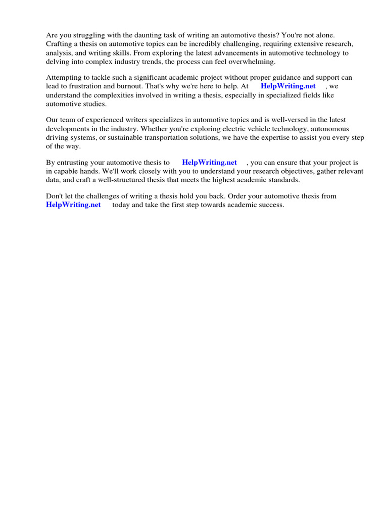 Automotive Thesis Example | PDF | Car | Automotive Industry