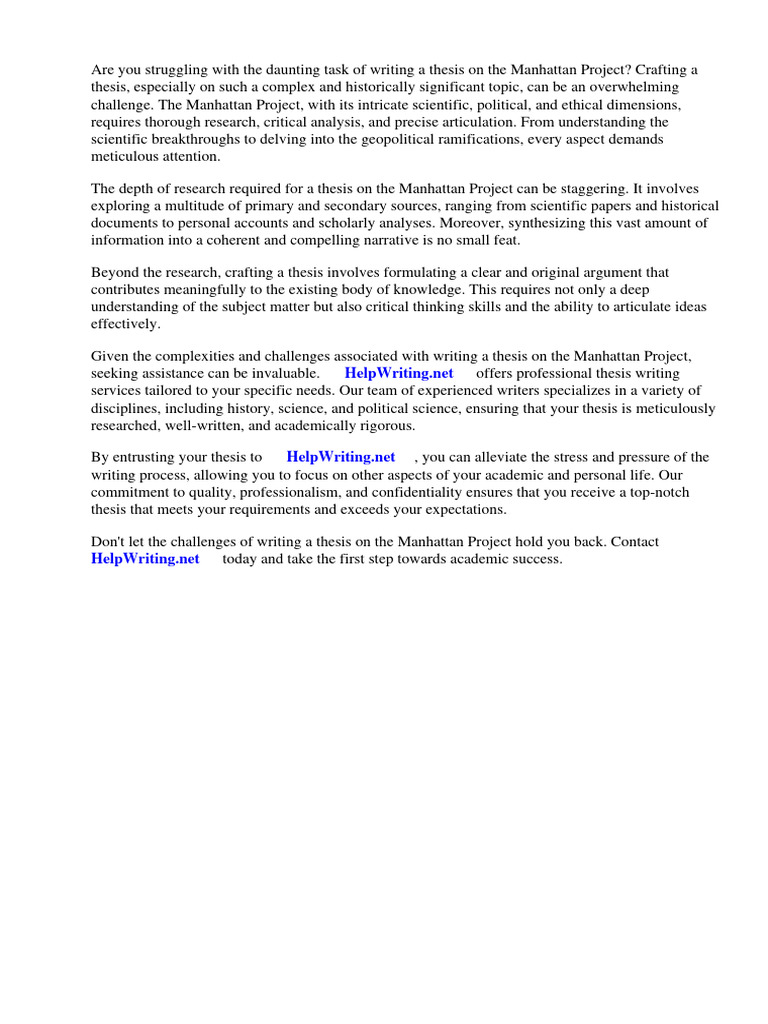 Thesis Manhattan Project | PDF | Manhattan Project | Nuclear Weapons