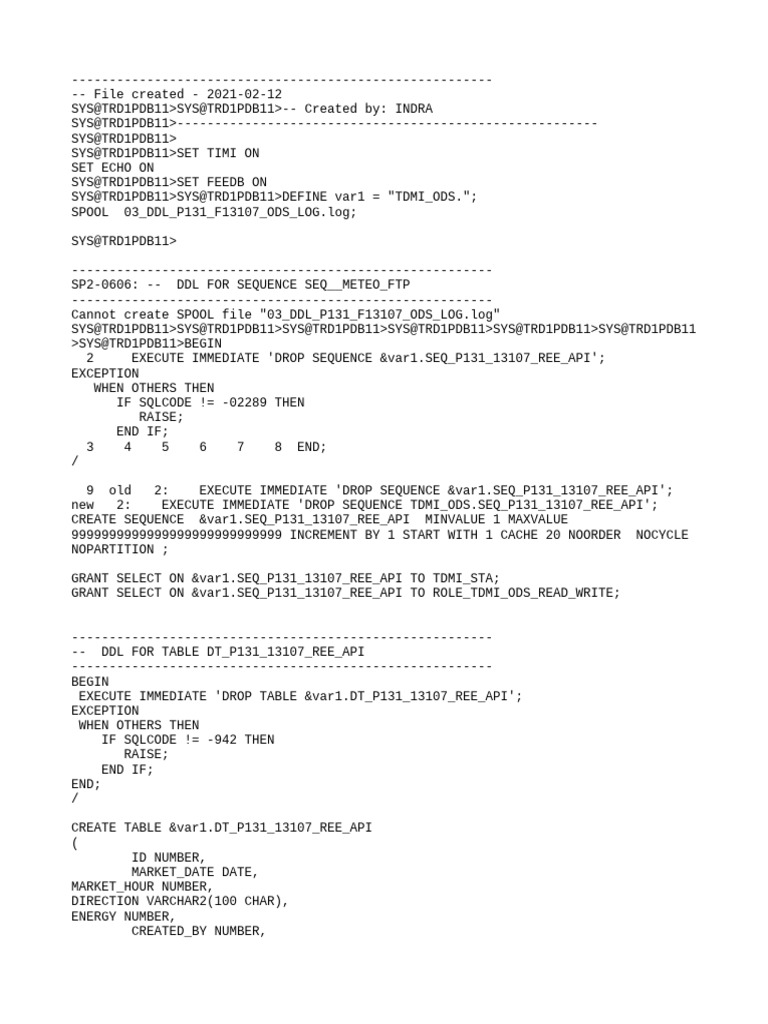 03 DDL P131 F13107 ODS Log | PDF | Software | Computer Science