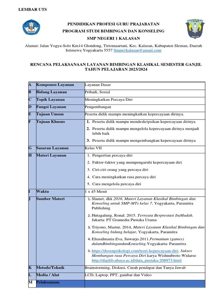 Lembar Uts RPL Bimbingan Kalsikal | PDF | Karier & Perkembangan