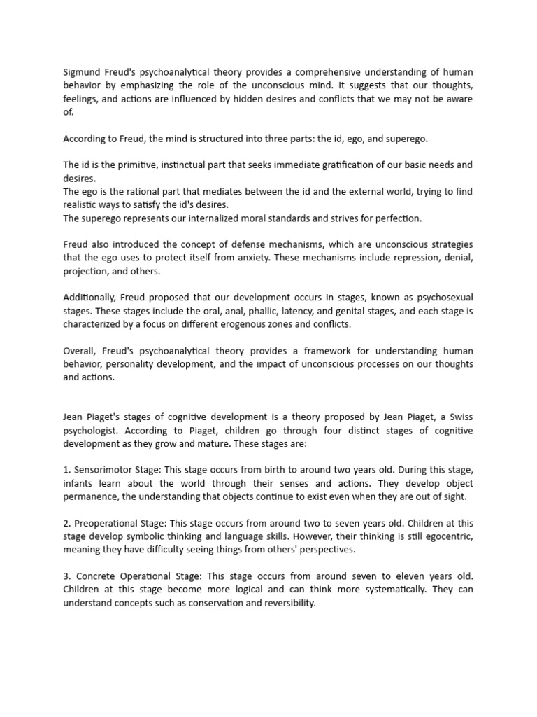 Developmental theories | PDF | Id | Developmental Psychology