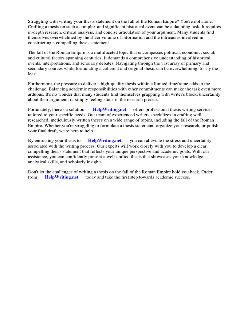 Thesis Statement Fall of The Roman Empire | Download Free PDF | Ancient ...