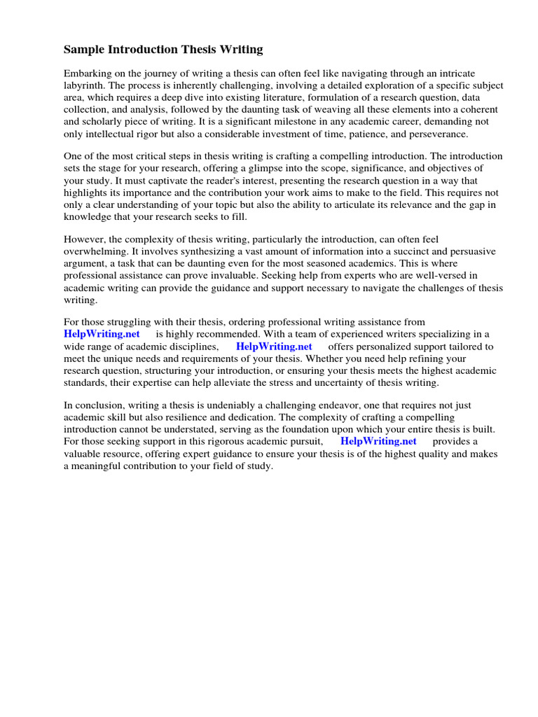 Sample Introduction Thesis Writing Pdf Essays Thesis