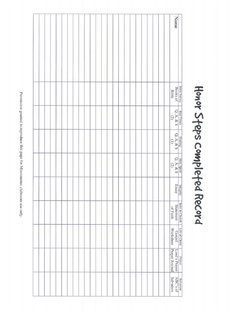 Stars Record Sheet Completed | PDF
