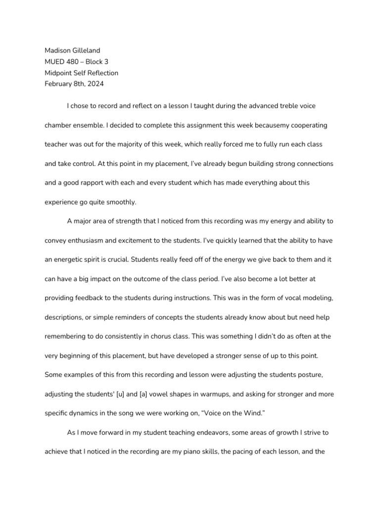 Block 3 Mid-Point Self Evaluation | PDF | Teachers | Psychological Concepts