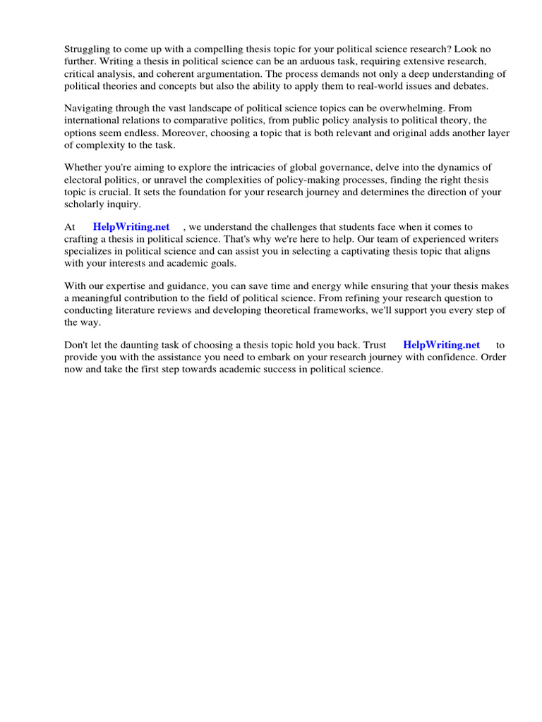 Thesis Topic Ideas for Political Science | PDF | Science | Political ...