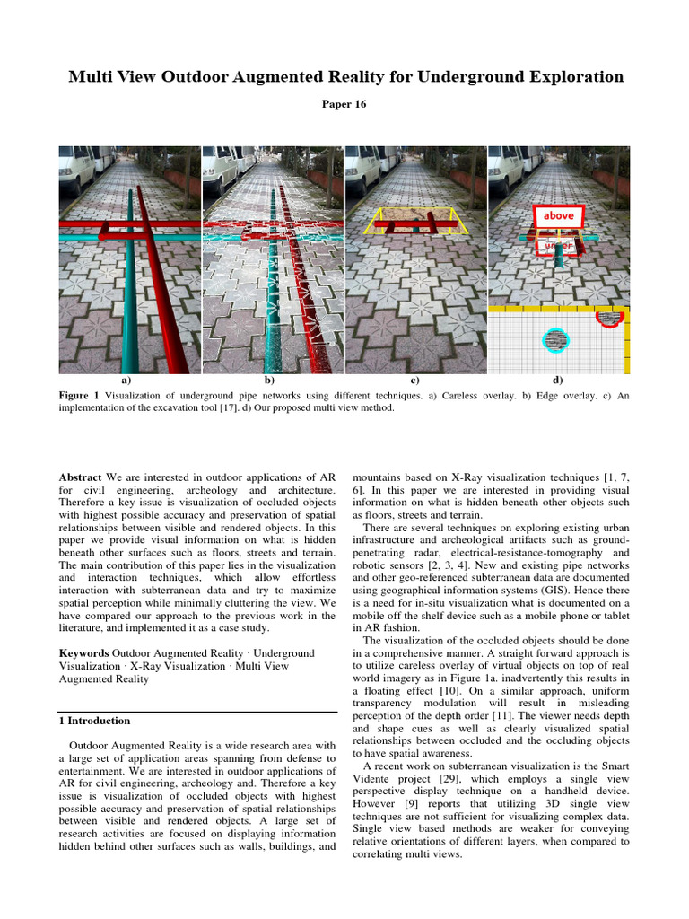 Multi View Outdoor Augmented Reality for Underground Exploration | PDF ...