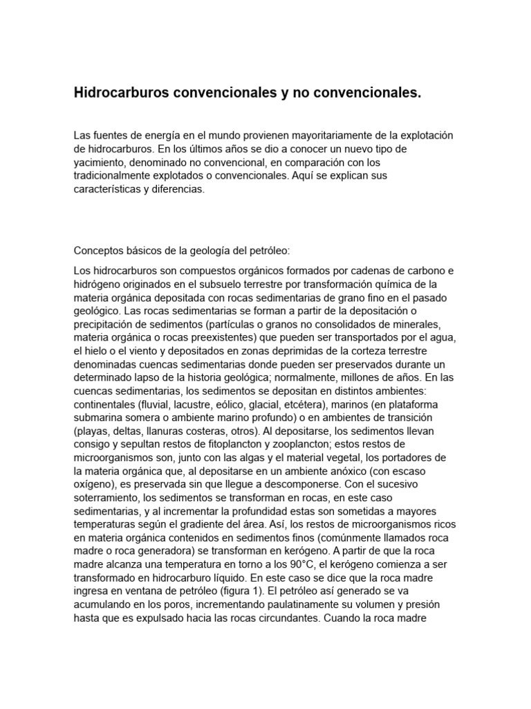 Convencionales y no convencionales | PDF | Depósito de petróleo | Roca ...